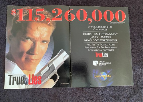 TRUE LIES 1994 ad Arnold Schwarzenegger with gun, James Cameron Jamie ...