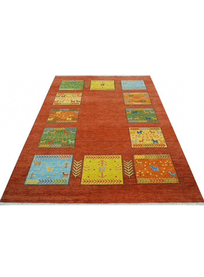 Hand-Knotted Multicolor Traditional Tribal Gabbeh Area Rug | Handmade ...