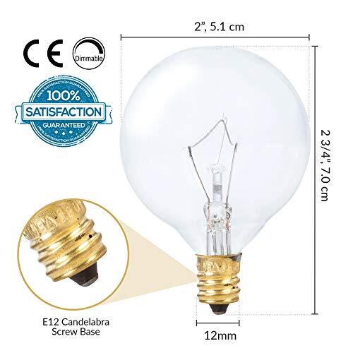 Small Globe G16.5 Round Bulb 25W E12 Candelabra Base (10 Pack) Clear 25 ...