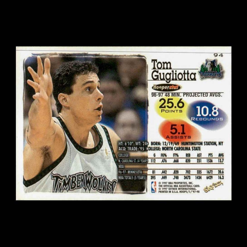 Tom Gugliotta 1997-98 Hoops Minnesota Timberwolves #94 R331D 59 | eBay