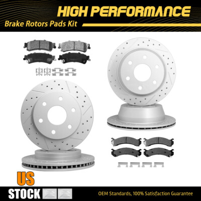 Front Rear Disc Brake Rotors + Ceramic Pads For Chevy Silverado GMC ...