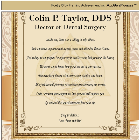 Dental School Graduation Gift Congratulation Poem Rotating Poetry ...