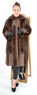 US5123 REAL MINK FUR COAT RANCH MINK LEATHER JACKET SIZE XL ...