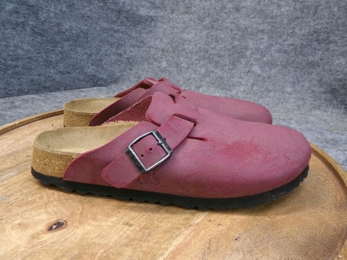 Birkenstock Womens Birkis Boston Clogs Burgundy Birko Flor Size 39 US 8 ...