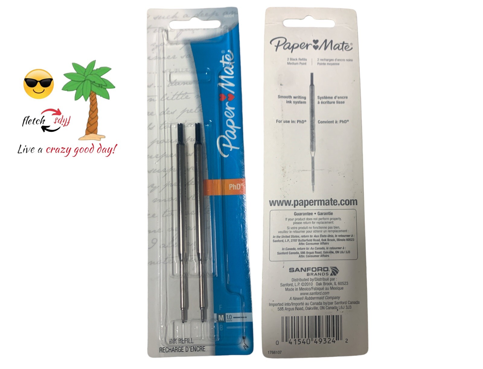 2 Paper Mate 49324 Lubriglide 1.0 Medium Black Refills PhD Profile ...