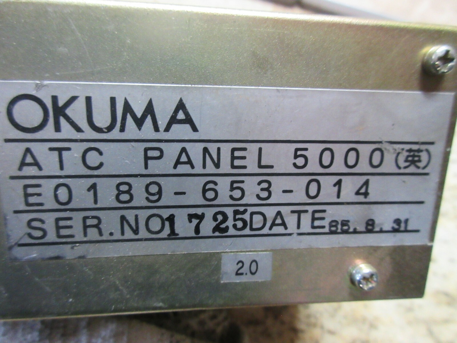 OKUMA ATC PANEL 5000 E0189-653-014 CNC Operator Display Control PANEL ...