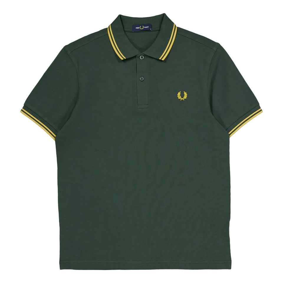 REDUCED STOCK Fred Perry Twin Tipped Polo Shirt Court Green / Honeycomb ...