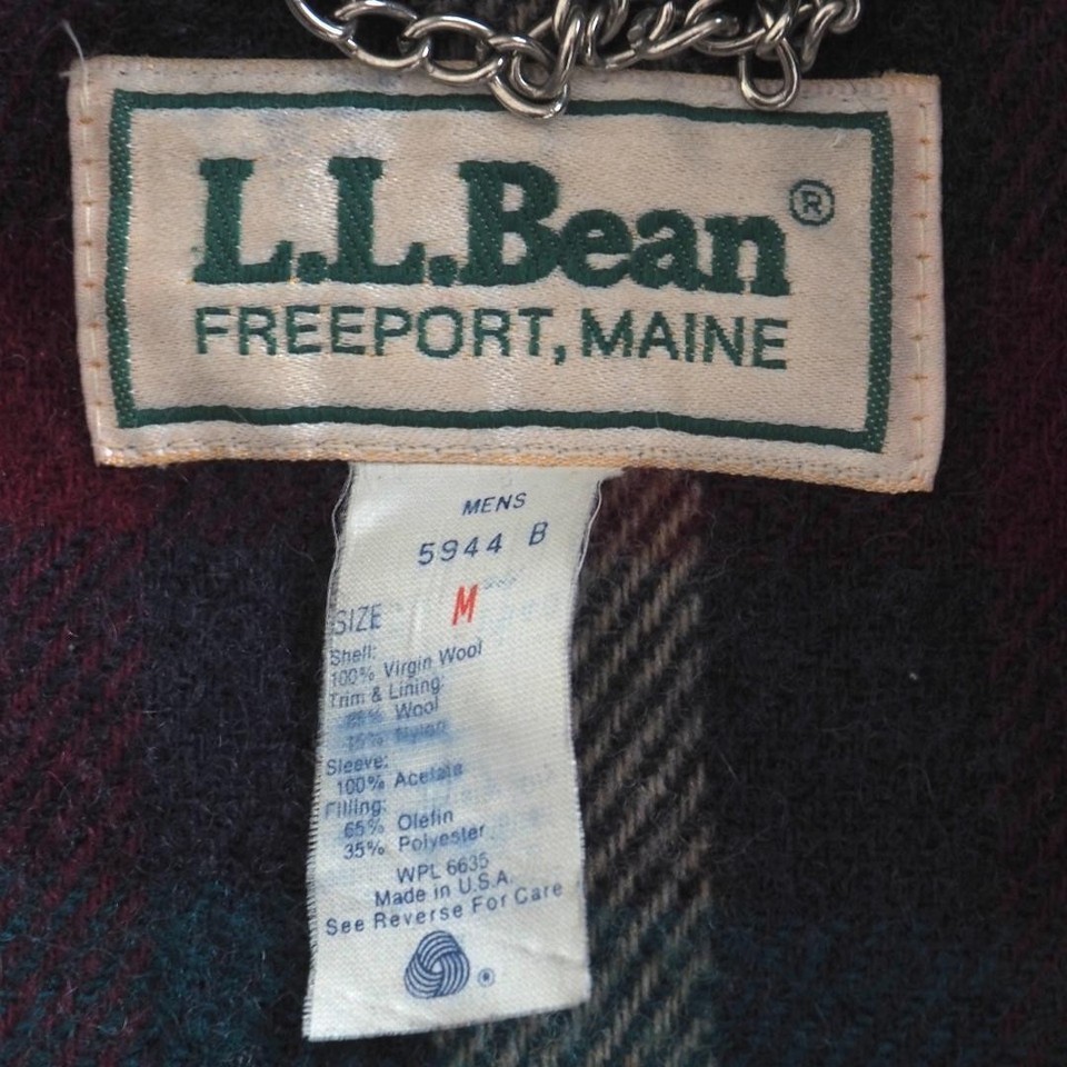 Used Authentic L.L.Bean Wool Jacket M Green Checked Lining JAPAN 482916 ...