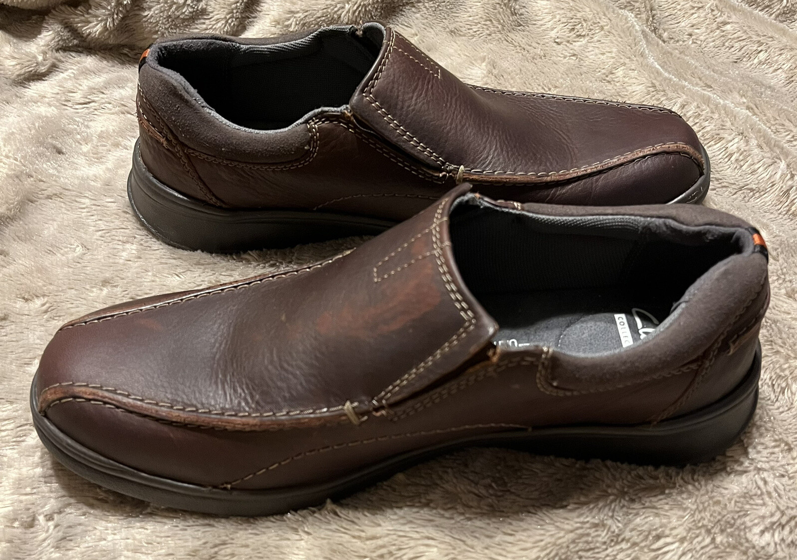 Clarks Cotrell Step Slip On Brown Leather Shoes Mens Size 11M EUC | eBay
