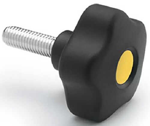 Elesa SOFT TOUCH HEX LOBE KNOBS 5Pcs 43mm Threaded Stud BLACK-M6x25mm ...