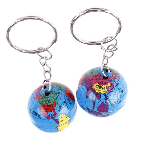 2Pcs World map Globe keychain jewelry earth Globe art pendant keychains ...