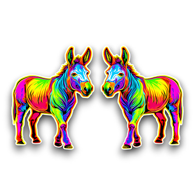2x Small Neon Donkey Animal Vinyl Sticker Decals Car Laptop Scrapbook ...