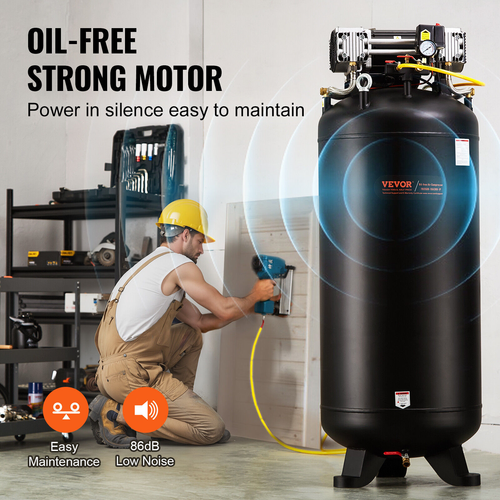 80 Gallon Air Compressor 6.5HP 15.5 SCFM@90 PSI 2-Stage 145PSI Oil Free ...