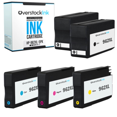 5-Pack 962 XL 962XL Printer Ink Cartridges for HP OfficeJet Pro 9019e ...