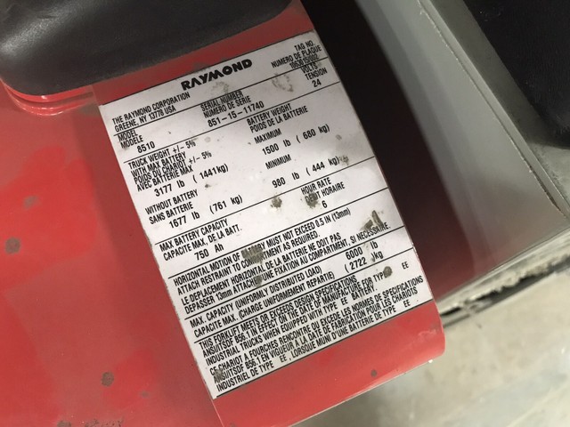 2015 Raymond 8510 Center Rider Pallet Truck 6000 lb Cap. 24V for sale ...