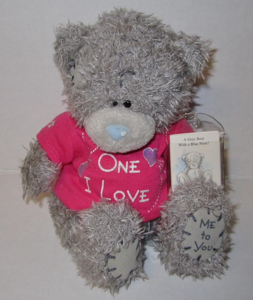 Me to You Tatty Teddy Plush 5" Gray Bear Blue Nose Snowflake Carte ...