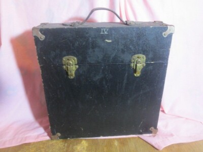 Vintage 12 inch 78 rpm 33 LP Record Box Carrying Case Wood Canvas 8710 ...