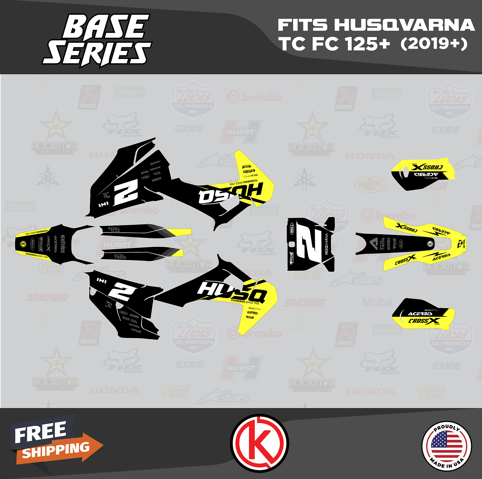 Graphics Kit for Husqvarna TC125 TC250 FC250 FC350 FC450 2019-2022 Base ...
