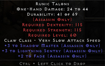 D2r claw base 3shadow 3light 2fade chaos base plague base runic --non ...