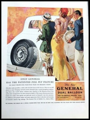 1933 General Tire Fashion Vintage Advertisement Print Art Car Ad Poster ...
