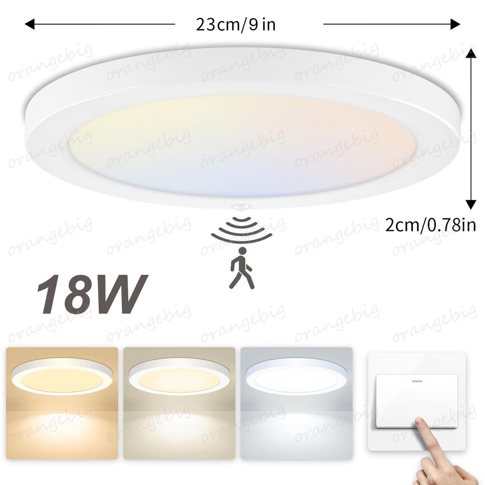12W LED Ceiling Lights PIR Motion Sensor Dimmable Flush Mount Garage ...