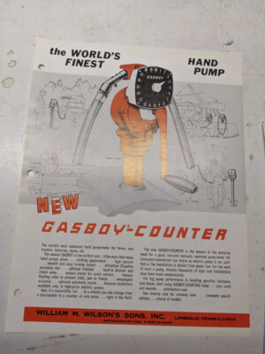 GASBOY COUNTER HAND PUMP DEALER SALES BROCHURE ADVERTISMENT GC-12 12C ...