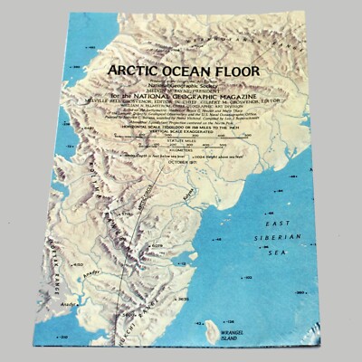 National Geographic Society Arctic Ocean Floor Map 1971 | eBay