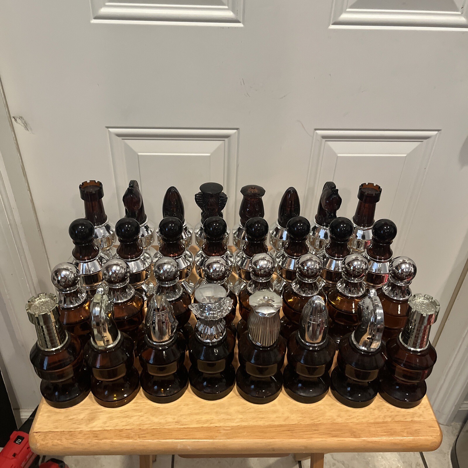 Complete Set of 32 Vintage AVON Chess Set Game Pieces Cologne Bottles ...