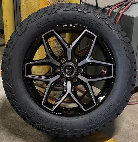 20x9 Fuel Flux Black Wheels 32" Baja Boss AT Tires 6x5.5 Chevy ...