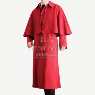 Men Inverness Cape coat Victorian Historical Cloak Sherlock Holmes Coat ...