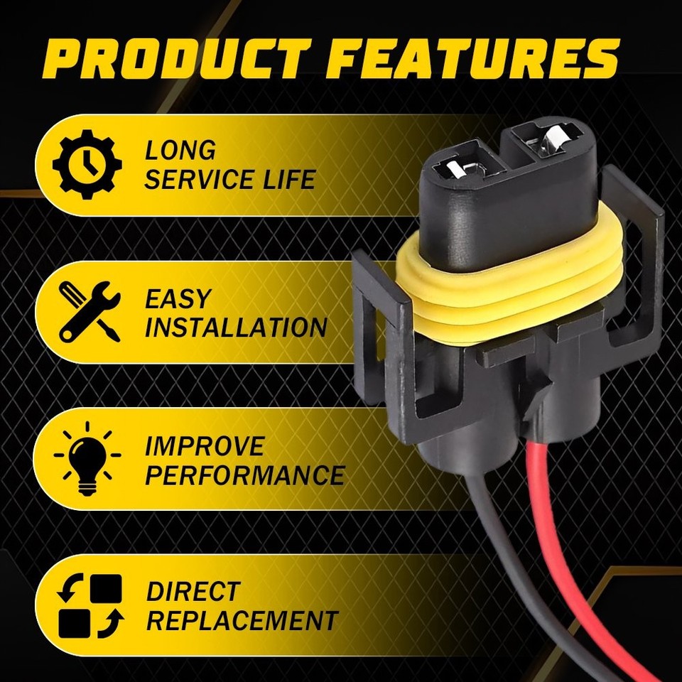 Fog Light Bulb Lamp Connector Socket Plug Wire Pigtail H11/H8/H9 Two ...