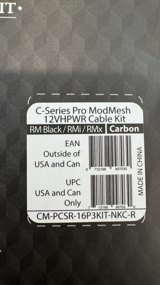 CableMod C-Series Pro ModMesh Sleeved 12VHPWR Cable Kit for Corsair RM, (Carbon) | eBay