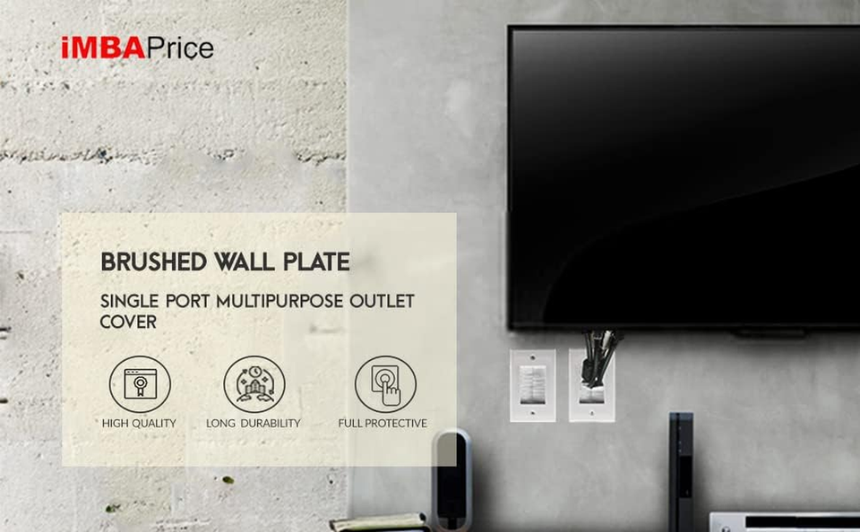 1-Gang Brushed Wall Plate - Decora Style Cable Pass through Insert Fo ...