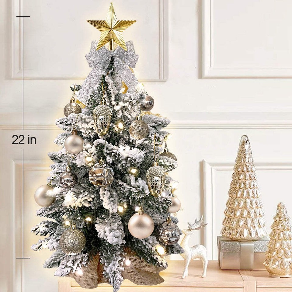 2ft Mini Christmas Tree with 10ft String Light & Ornaments - Tabletop ...