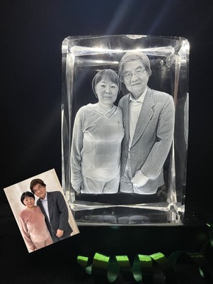 3D Crystal Engraved Photo Customized Images Cube Style with Light Box ...