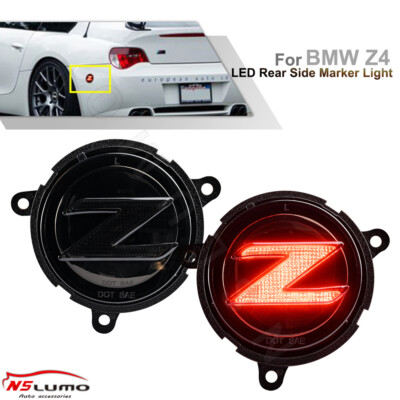“Z”Emblem Smoked LED Rear Bumper Side Marker Lights For 2003-2008 BMW ...