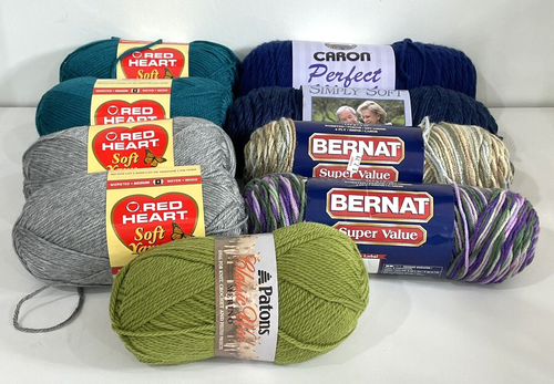 9 NEW RED HEART, CARON, BERNAT, YARN MULTIPLE COLORS SKEIN 73650771491 ...