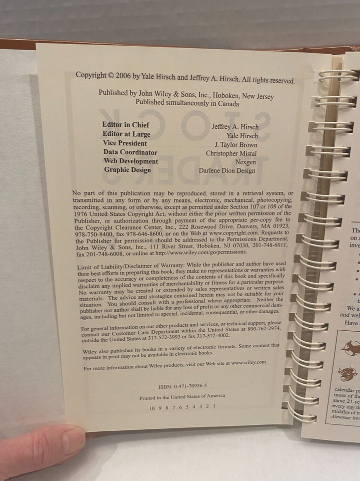 Stock Trader's Almanac 2006, Yale Hirsch & Jeffrey A. Hirsch, Spiral w ...