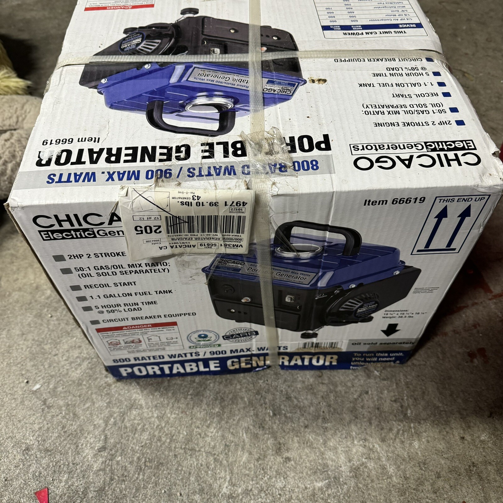 CHICAGO Electric 66619 Portable Generator 2HP 800/900W for sale online ...