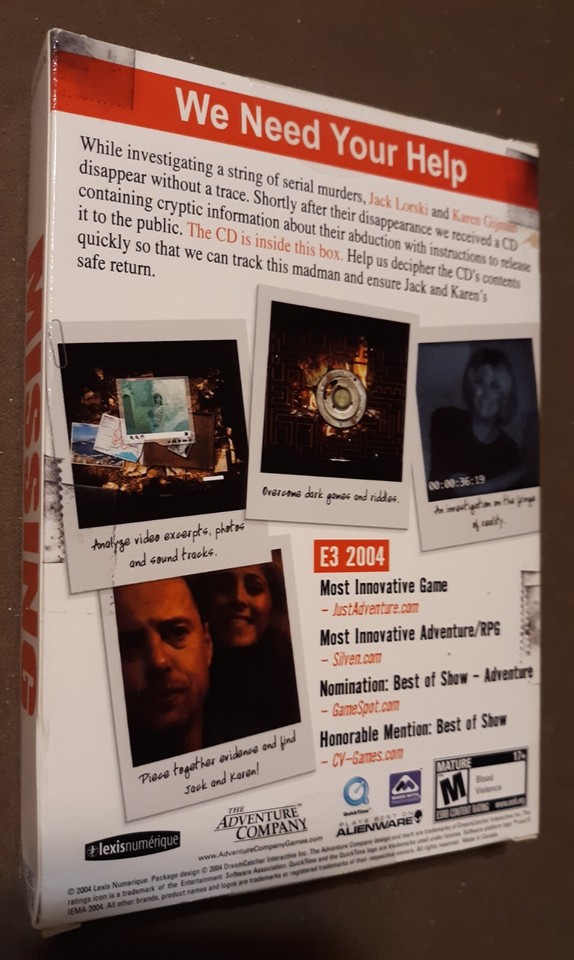 SEALED Missing Since January Boxed Game PC CD-ROM 2004 software windows ...