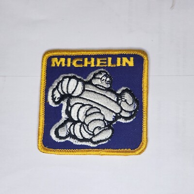 MICHELIN Man Patch 1980s Vintage Square Running Logo Blue Yellow 3" | eBay