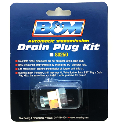 B&M 80250 Automatic Transmission Universal Drain Plug Kit for 1/2" Hole ...
