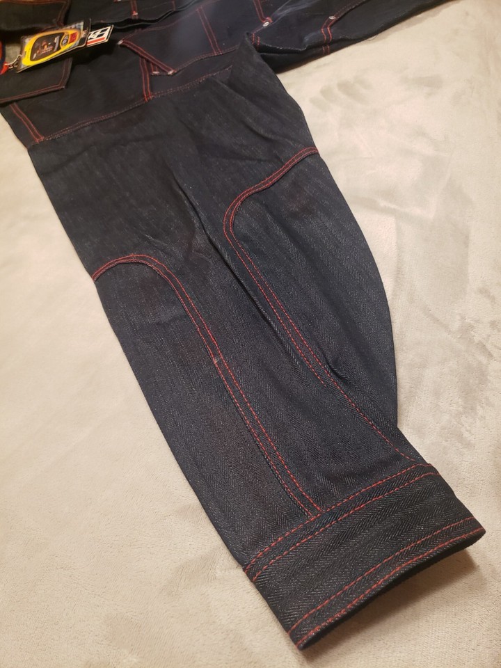 NWT! Vintage Willie Esco Y2G Navy Blue Jean Jacket with Red Stitching ...