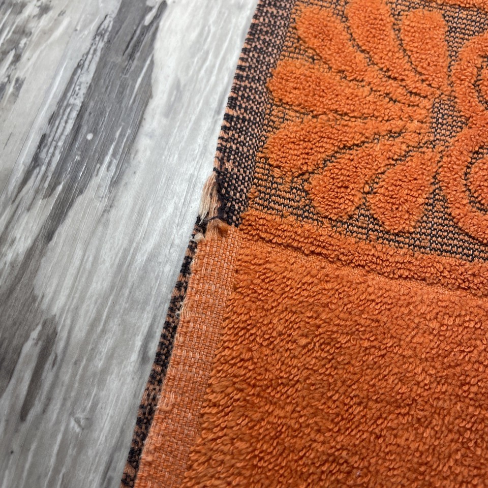 Vintage MCM Towel Cannon Monticello Floral Fringe Orange Towel 70s Made ...