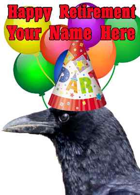 Raven Bird Happy Retirement Party Hat Card code6 Personalised Greetings ...
