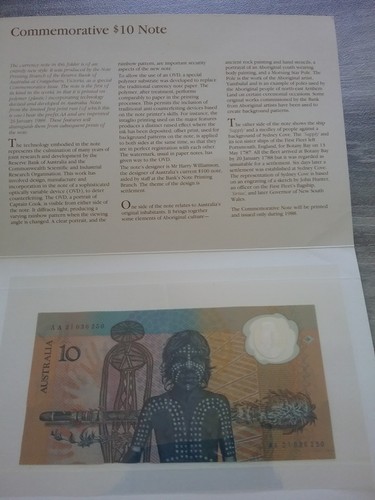 1988 $10 BICENTENARY POLYMER NOTE in ORIGINAL BLUE COMMEMORATIVE FOLDER ...