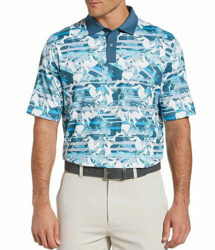 Callaway Opti-Dri Golf Shirt Mens XL Blue White Floral UPF 50 Stretch ...