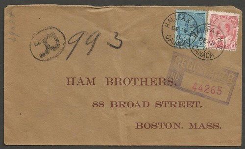1911 Halifax Nova Scotia Registered Cover 7c Edwards CDS to USA | eBay