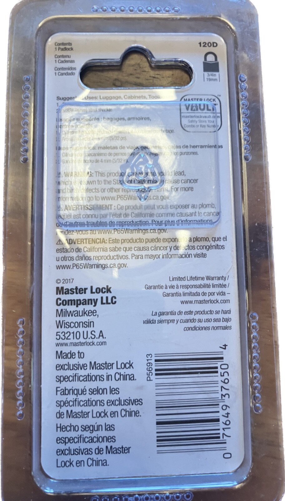 Master Lock 3/4" Inch Brass Padlock with 2 Keys 120D NEW Free Shipping ...