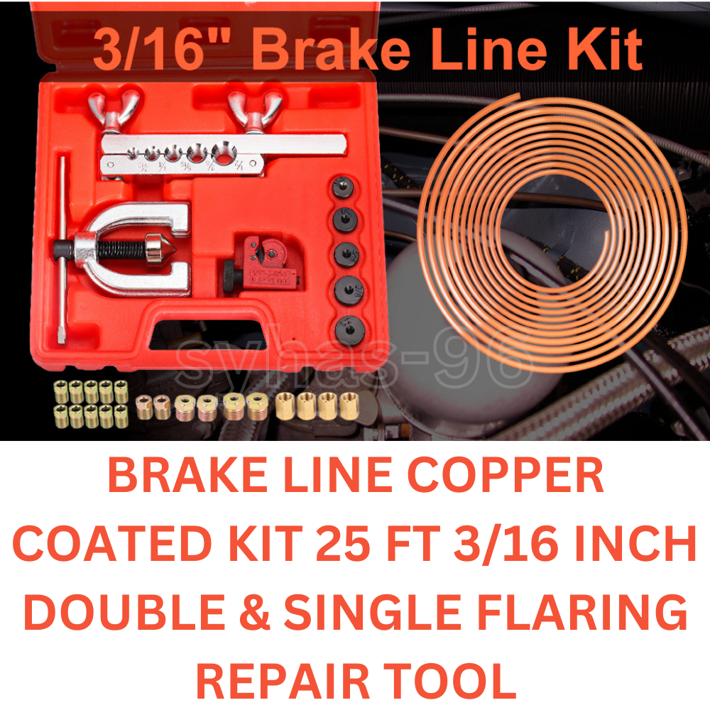 Brake Line Copper Coated Kit 25 FT 3/16 Inch Double & Single Flaring ...